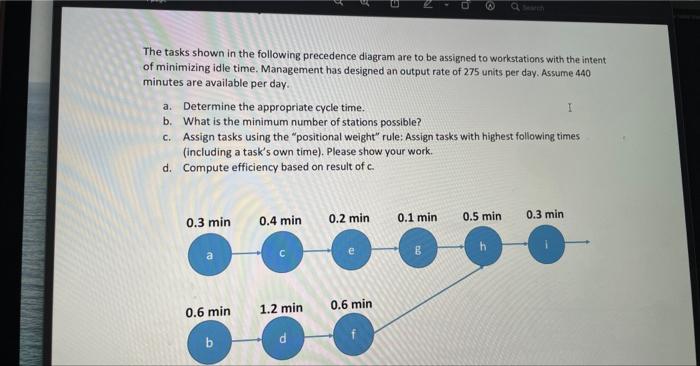 Solved The tasks shown in the following precedence diagram | Chegg.com