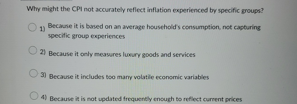 Solved Why might the CPI not accurately reflect inflation | Chegg.com