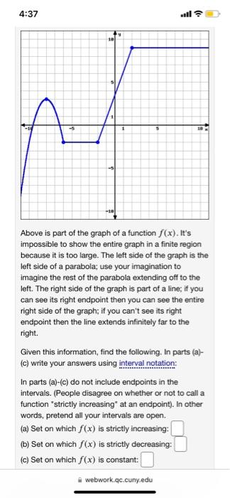 Solved Above is part of the graph of a function f(x). It's | Chegg.com