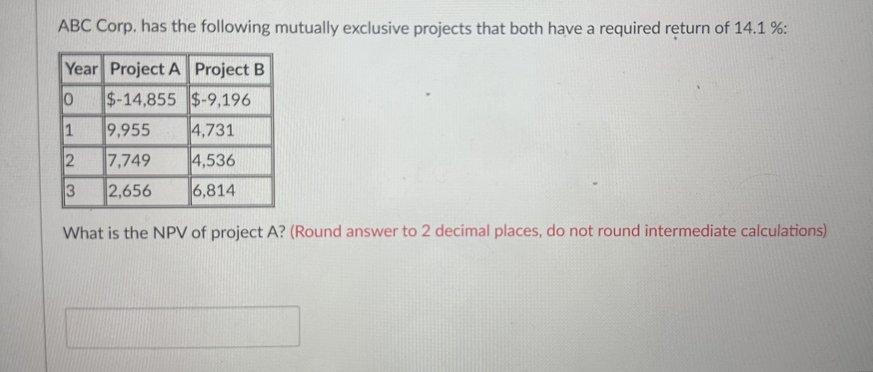 Solved ABC Corp. has the following mutually exclusive | Chegg.com