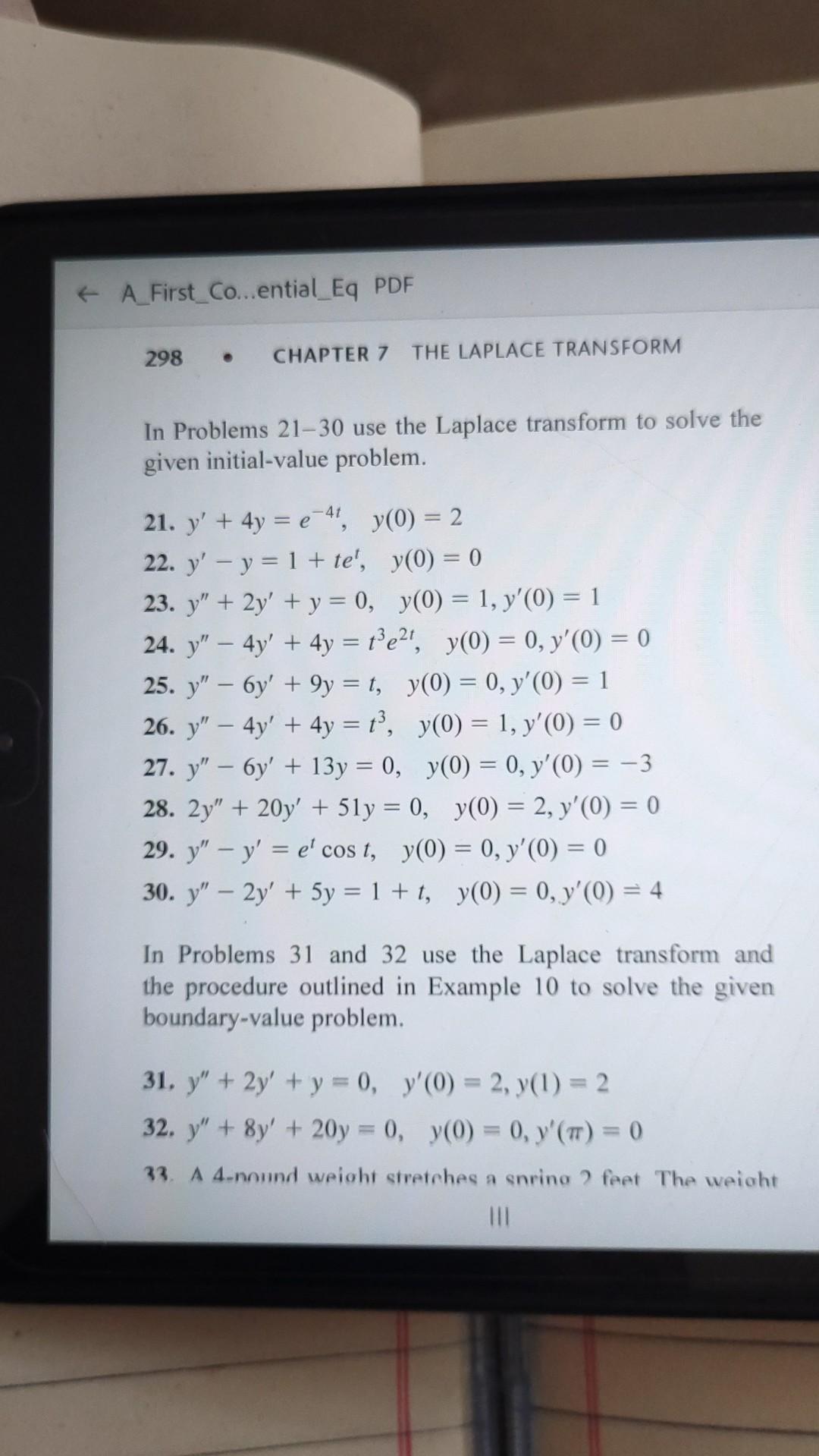 Solved In Problems 21-30 use the Laplace transform to solve | Chegg.com