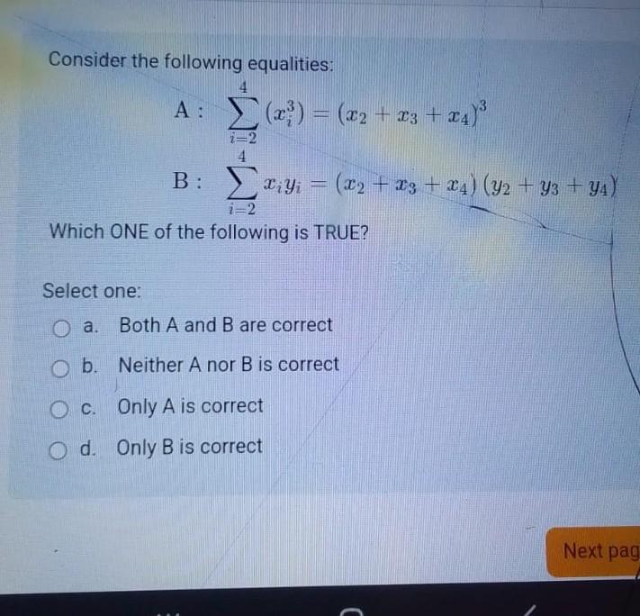 Solved Consider the following equalities: \\[ | Chegg.com