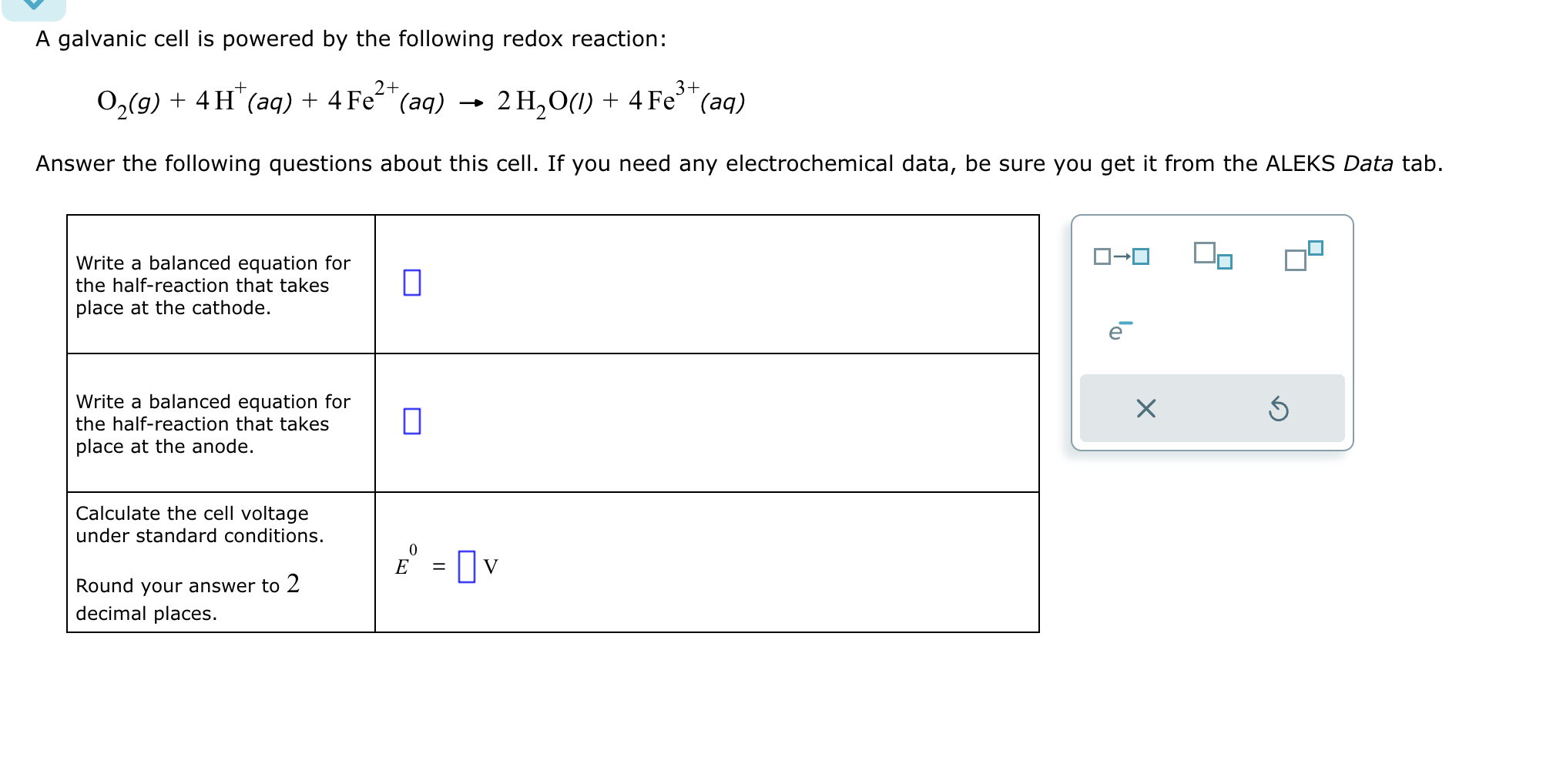Solved A galvanic cell is powered by the following redox | Chegg.com