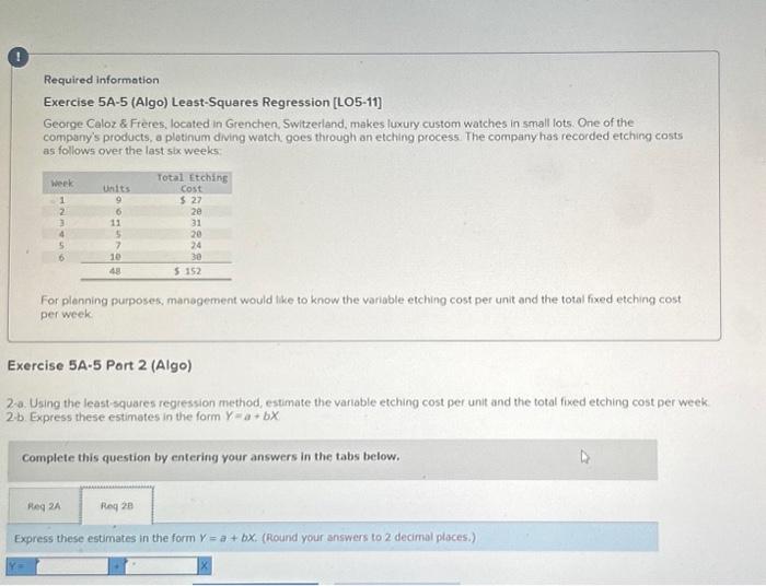 Solved Required information Exercise 5A.5 (Algo) | Chegg.com