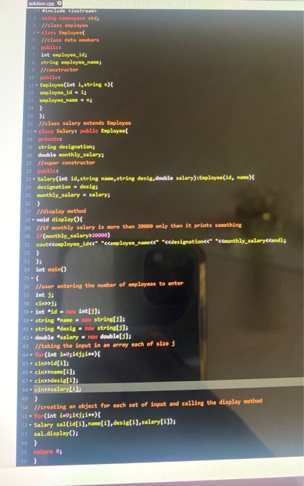 Solved solution.cpp o include using namespace std; //class | Chegg.com