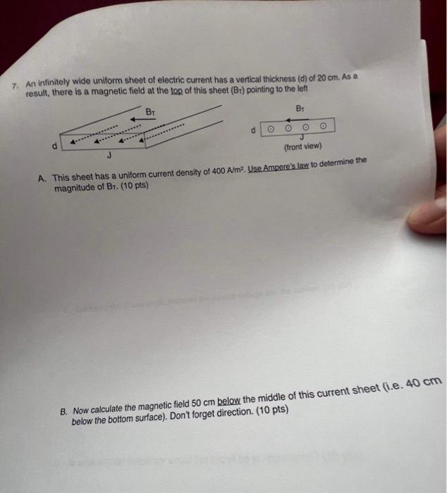 Solved 7. An infinitely wide uniform sheet of electric | Chegg.com
