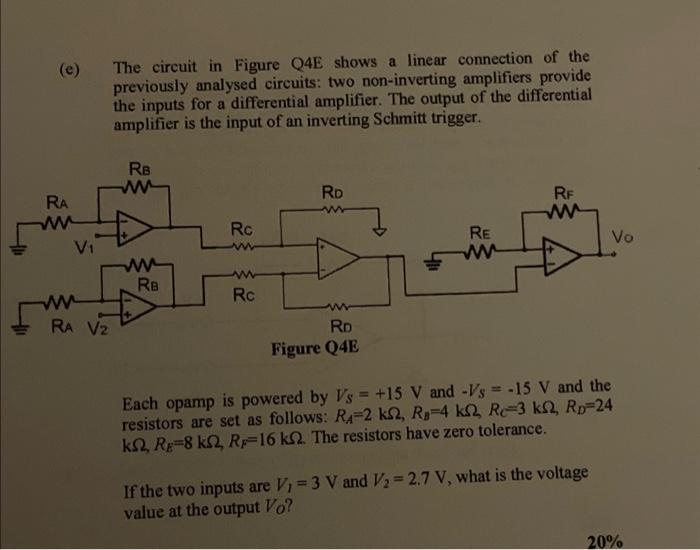 Solved (e) The circuit in Figure Q4E shows a linear | Chegg.com