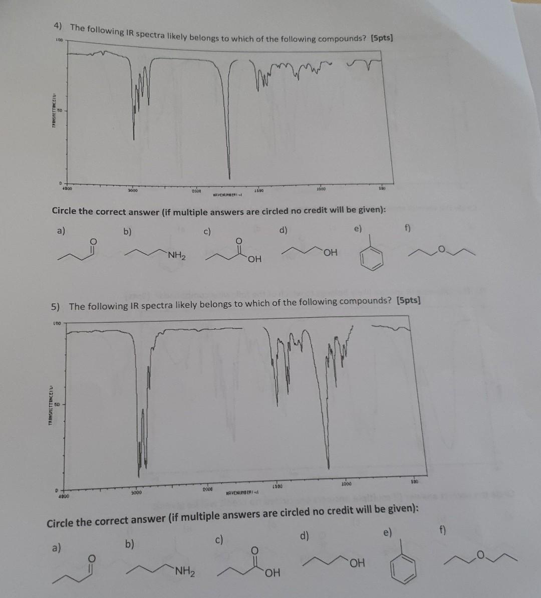 Solved 4) The following IR spectra likely belongs to which | Chegg.com