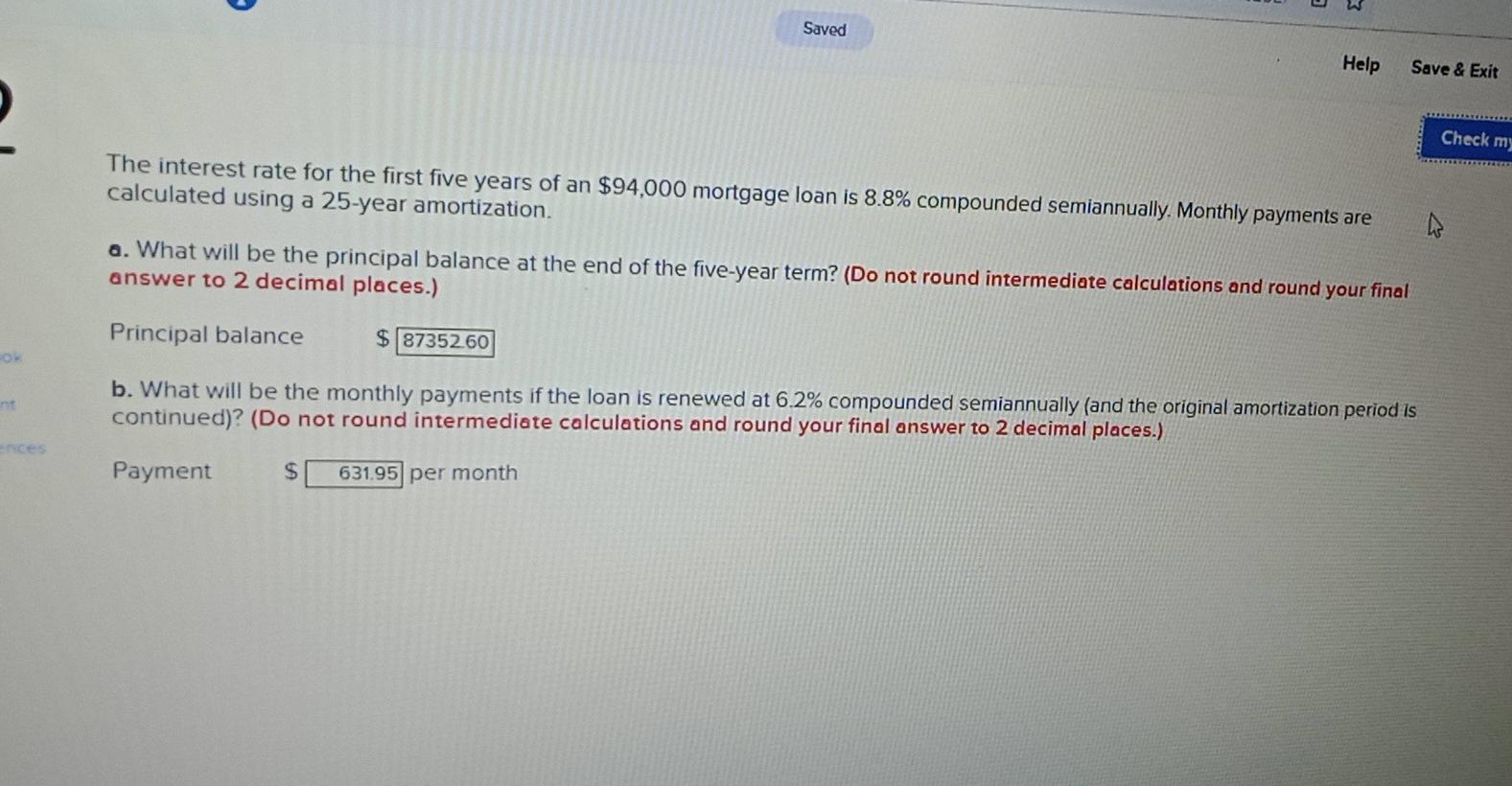 Solved Saved Help Save & Exit Check my The interest rate for | Chegg.com