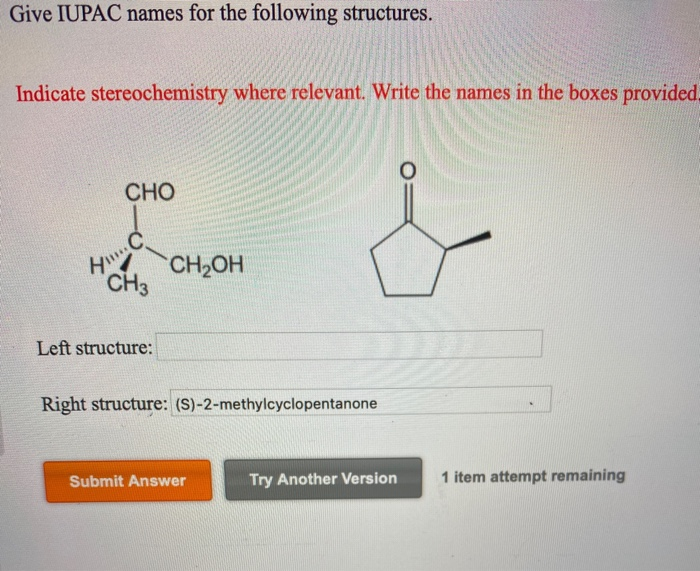 Solved Give IUPAC names for the following structures. | Chegg.com