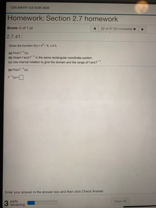 Solved CSN MATH 124 SUM 2020 Homework: Section 2.7 homework | Chegg.com