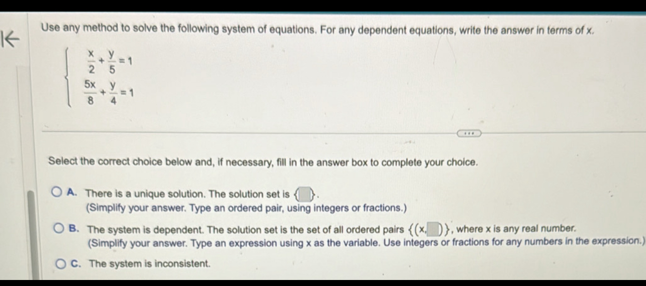 Solved Use any method to solve the following system of | Chegg.com