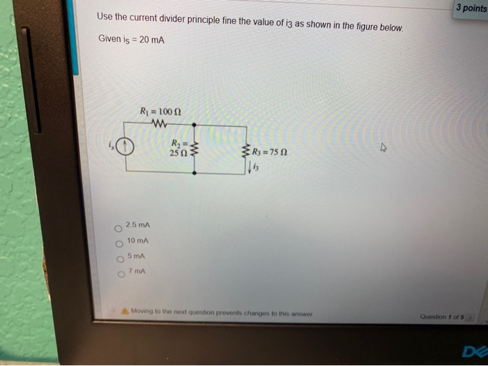 Solved 3 points Use the current divider principle fine the | Chegg.com