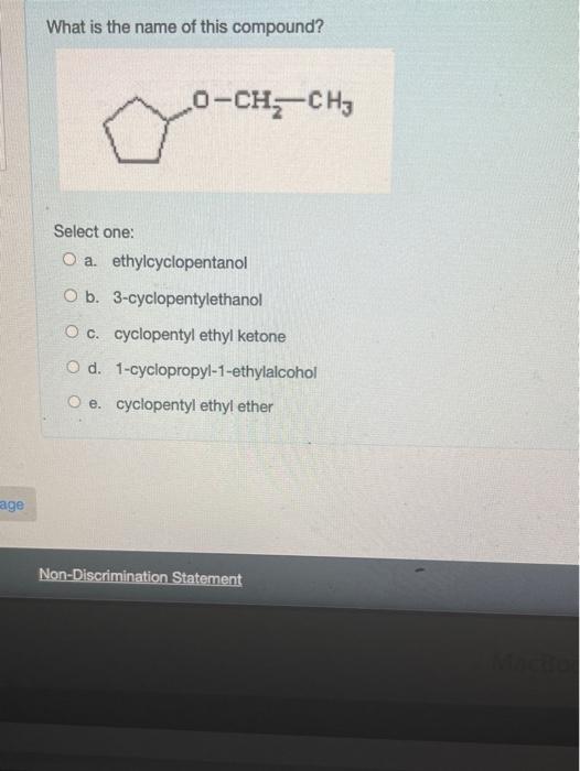 Solved What is the name of this compound? 0-CH-CH3 Select | Chegg.com