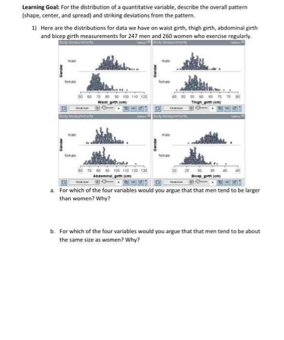 Solved Learning Goal: For the distribution of a quantitative | Chegg.com