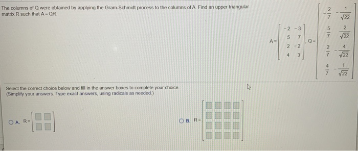 Solved The columns of Qwere obtained by applying the | Chegg.com