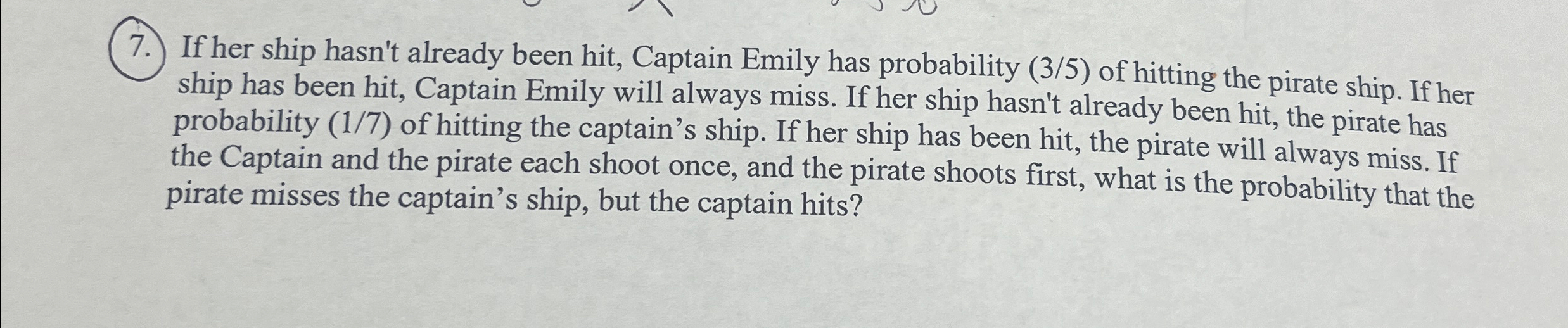 Solved If her ship hasn't already been hit, Captain Emily | Chegg.com