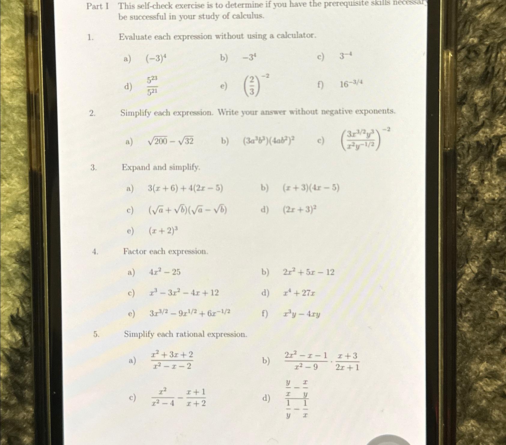 Solved Part I This self-check exercise is to determine if | Chegg.com