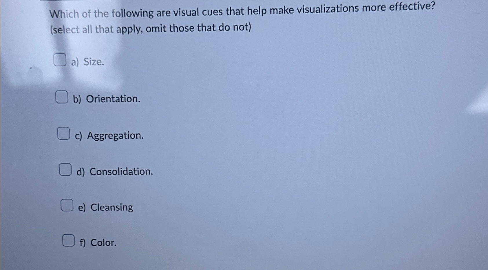 Solved Which of the following are visual cues that help make | Chegg.com