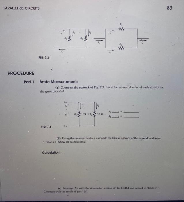 Parallel dc Circuits OBJECTIVES 1. Measure the | Chegg.com
