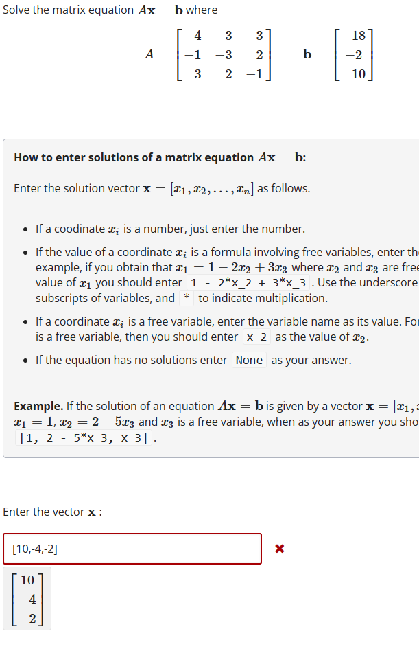 Solved Solve the matrix equation Ax=b | Chegg.com