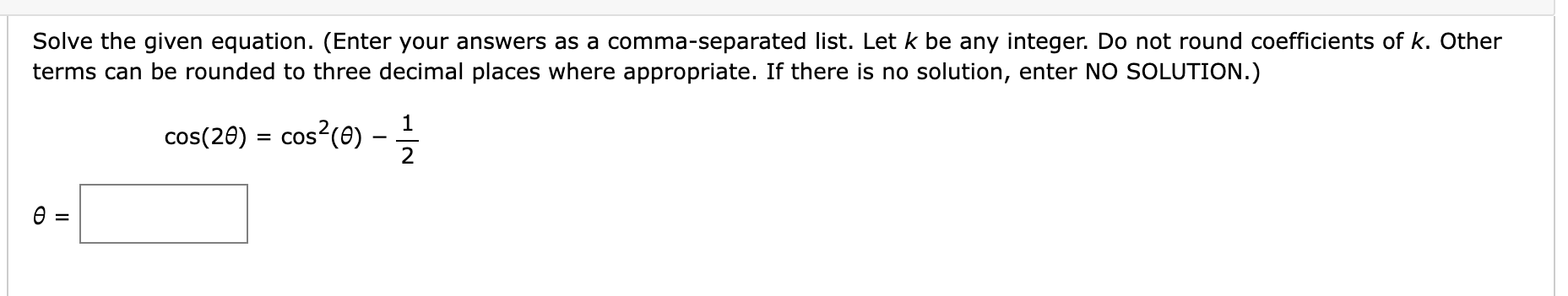 Solved Solve the given equation. (Enter ﻿your answers as ﻿a | Chegg.com