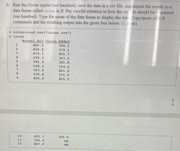 Solved how would i do this for number 7 with this data? i | Chegg.com