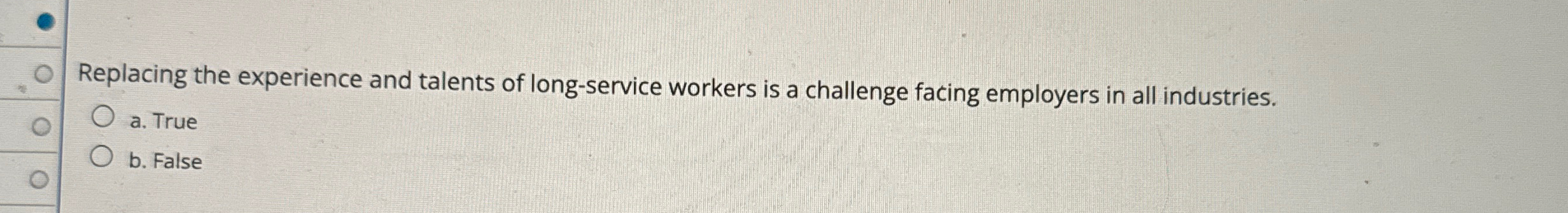 Solved Replacing the experience and talents of long-service | Chegg.com