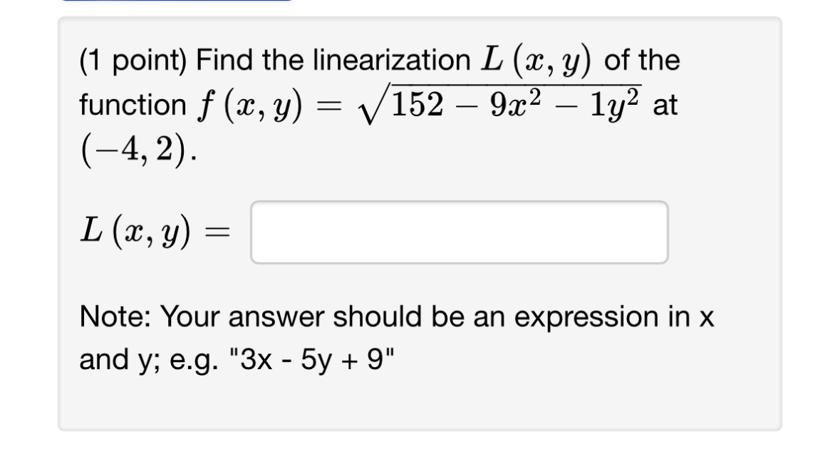 Solved 1 ﻿point ﻿find The Linearization L X Y ﻿of The