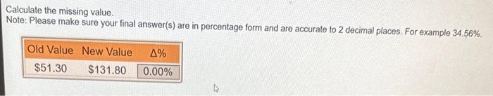 Solved Calculate the missing value. Note: Please make sure | Chegg.com
