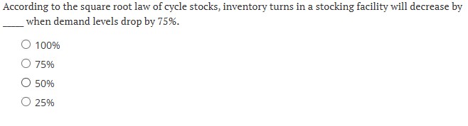 Solved According to the square root law of cycle stocks, | Chegg.com