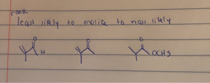 Solved Trank Teast likely to enolize to most likely | Chegg.com