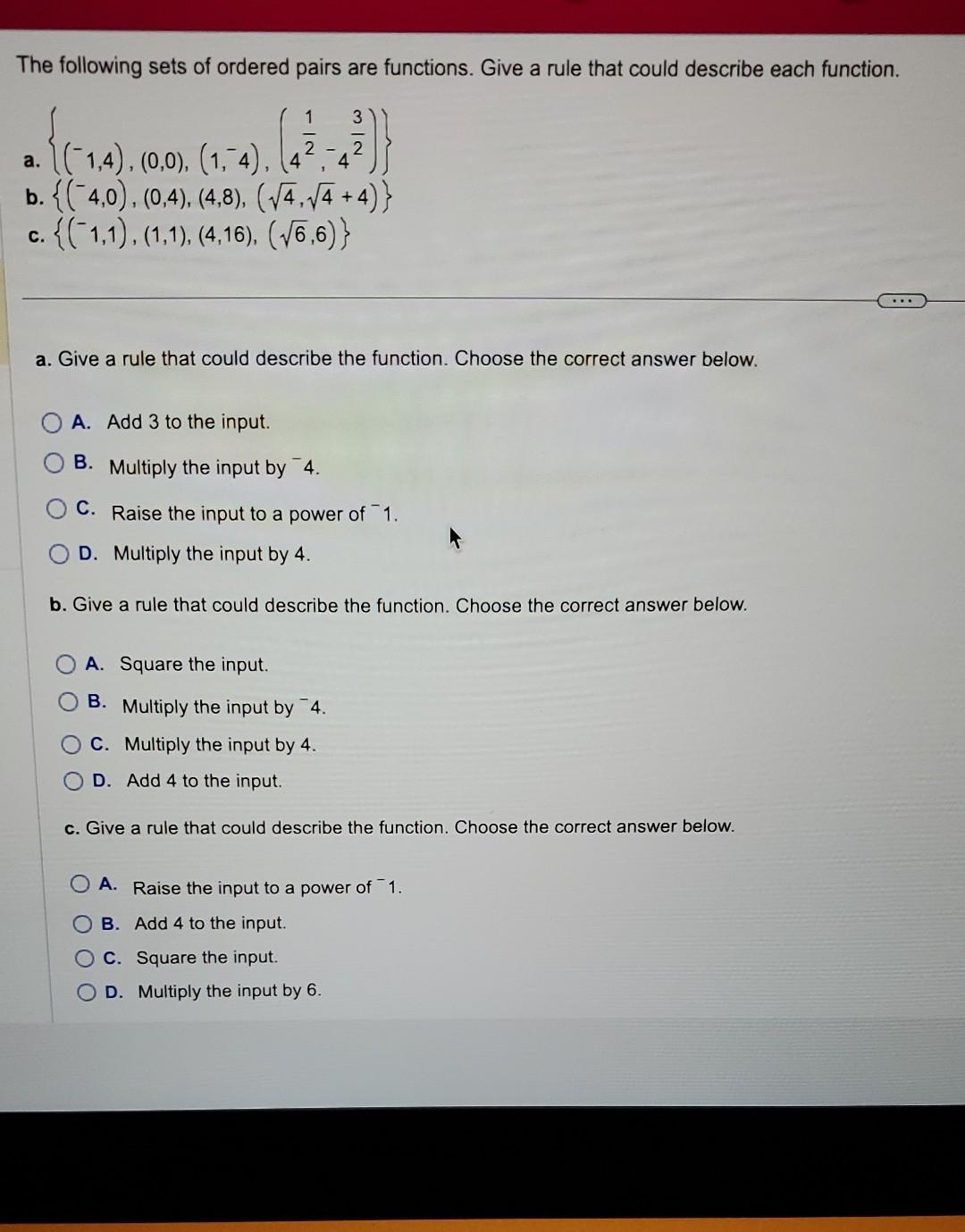 Solved The following sets of ordered pairs are functions. | Chegg.com