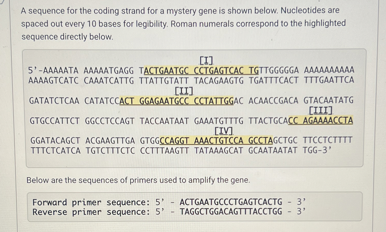 Solved A sequence for the coding strand for a mystery gene | Chegg.com