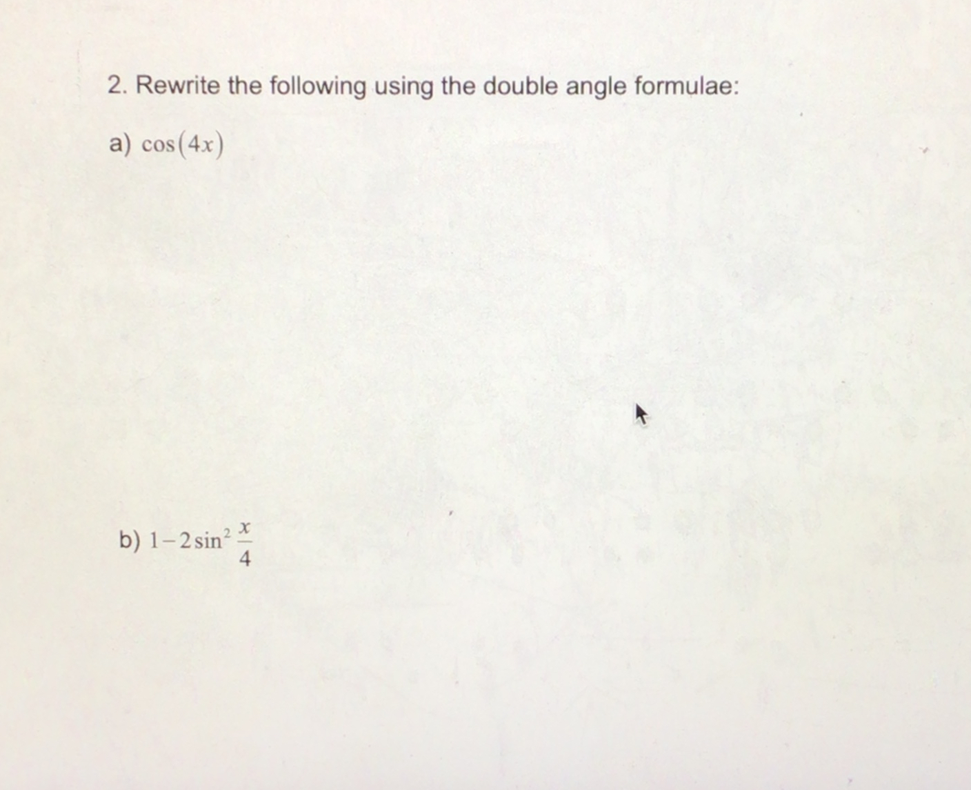 Solved Rewrite the following using the double angle | Chegg.com