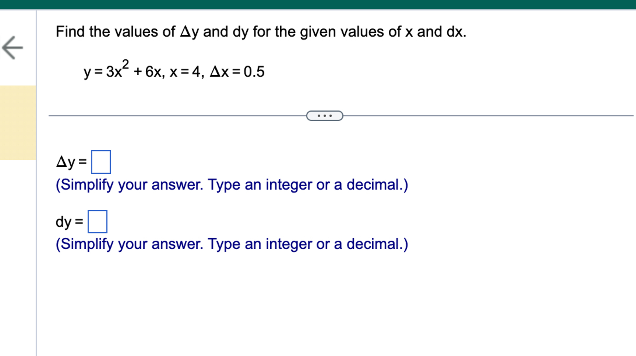 Solved Find the values of Δy ﻿and dy ﻿for the given values | Chegg.com
