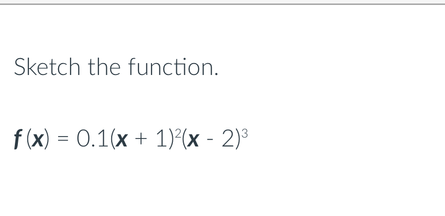 Solved Sketch the function.f(x)=0.1(x+1)2(x-2)3 | Chegg.com