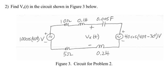 Solved 2) Find Vx(t) in the circuit shown in Figure 3 below. | Chegg.com