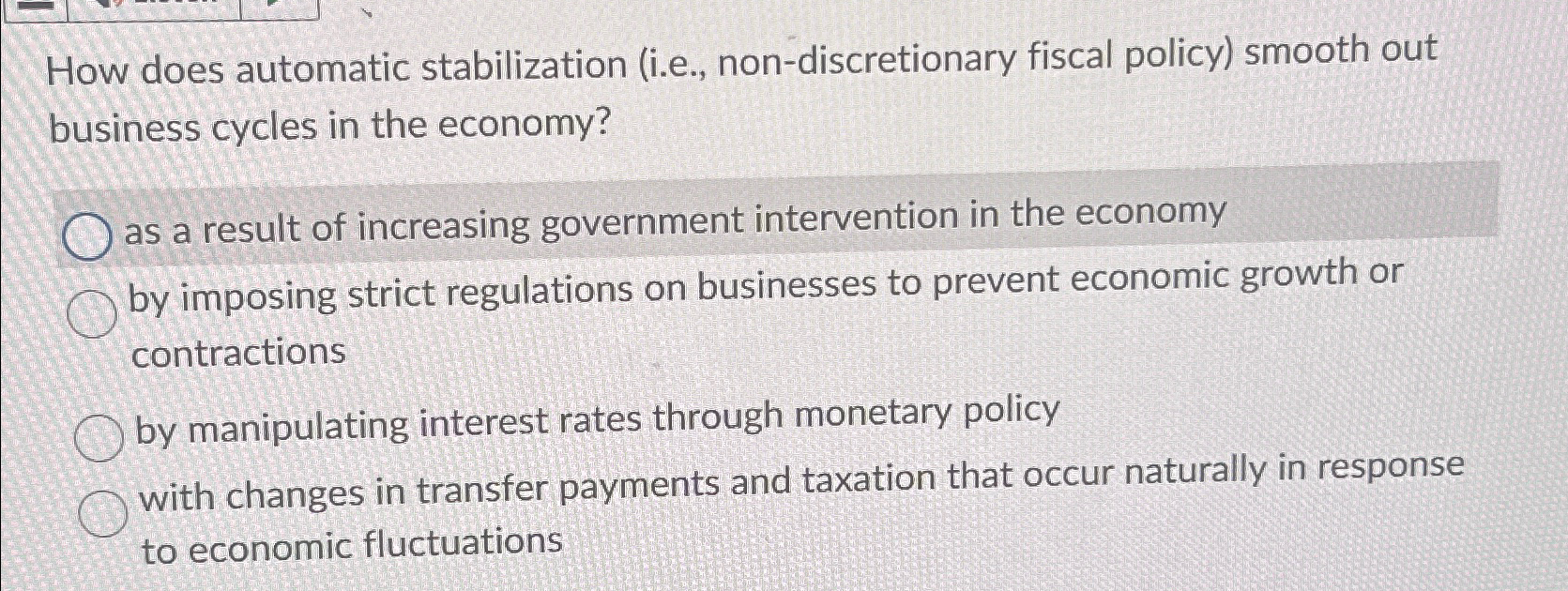 Solved How does automatic stabilization (i.e., | Chegg.com