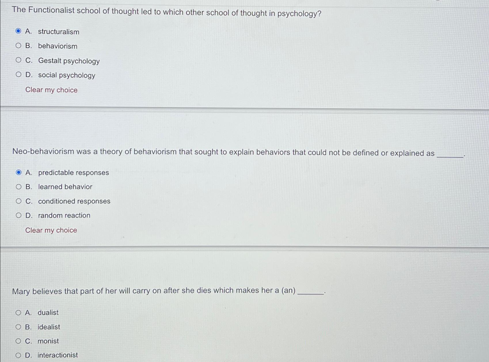 Solved The Functionalist school of thought led to which | Chegg.com