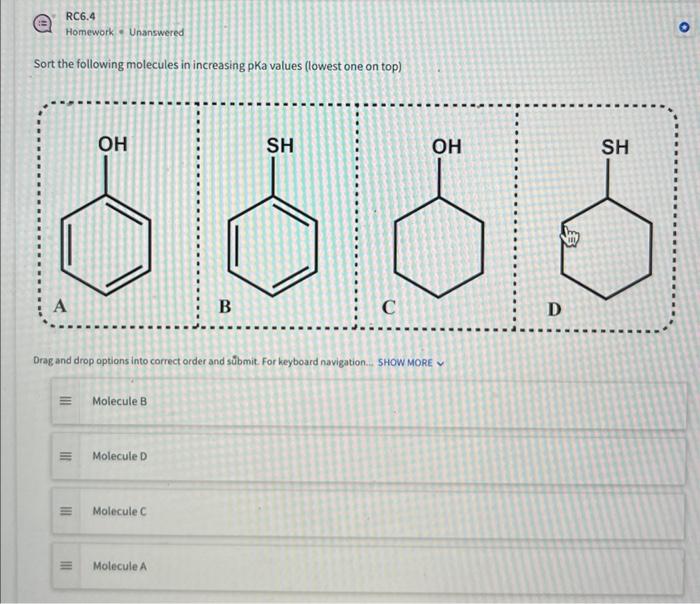 Solved Sort the following molecules in increasing pKa values | Chegg.com