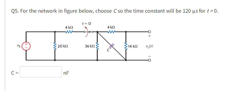 Solved Q5. ﻿For the network in figure below, choose C ﻿so | Chegg.com