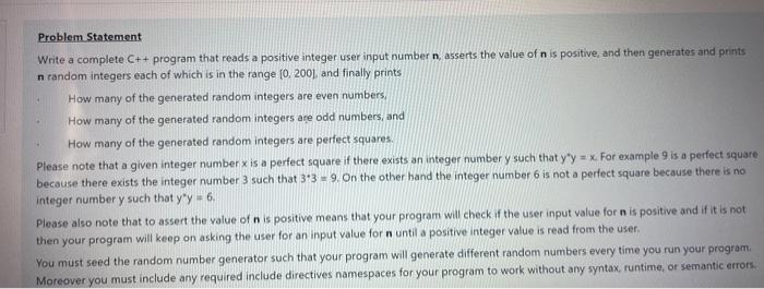 Solved Problem Statement Write a complete C++ program that | Chegg.com