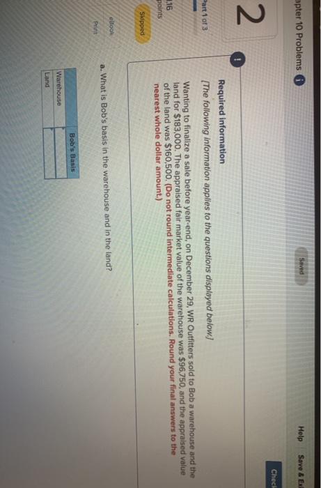 Solved apter 10 Problems Saved Help Save & Ex Chech 2 Part 1 | Chegg.com