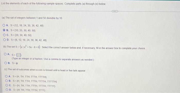 Solved List the elements of each of the following sample | Chegg.com