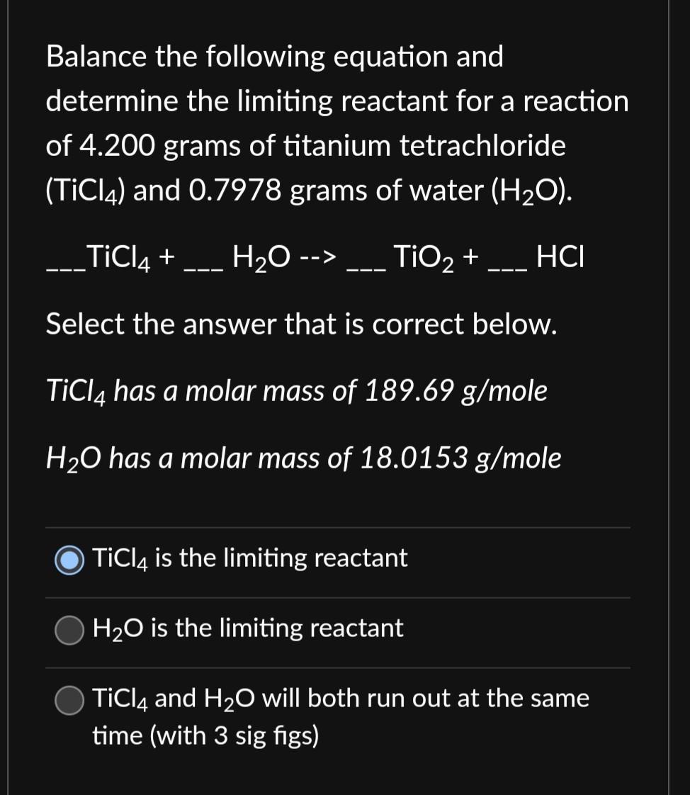 Solved Balance the following equation and determine the | Chegg.com