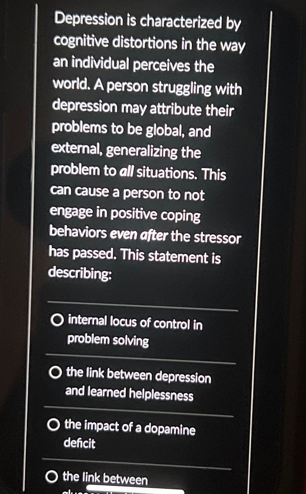 Solved Depression is characterized by cognitive distortions | Chegg.com