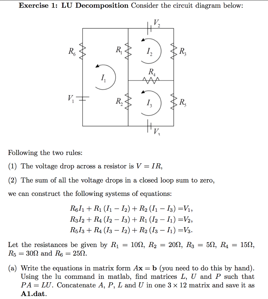 Solved Exercise 1: LU Decomposition Consider the circuit | Chegg.com