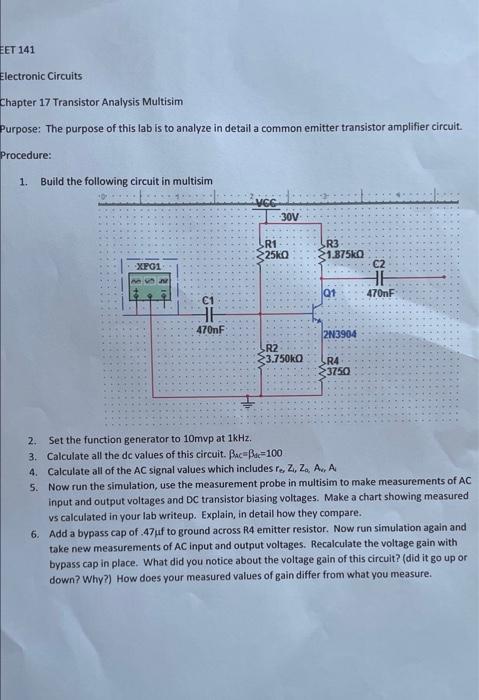 Solved EET 141 Electronic Circuits Chapter 17 Transistor | Chegg.com