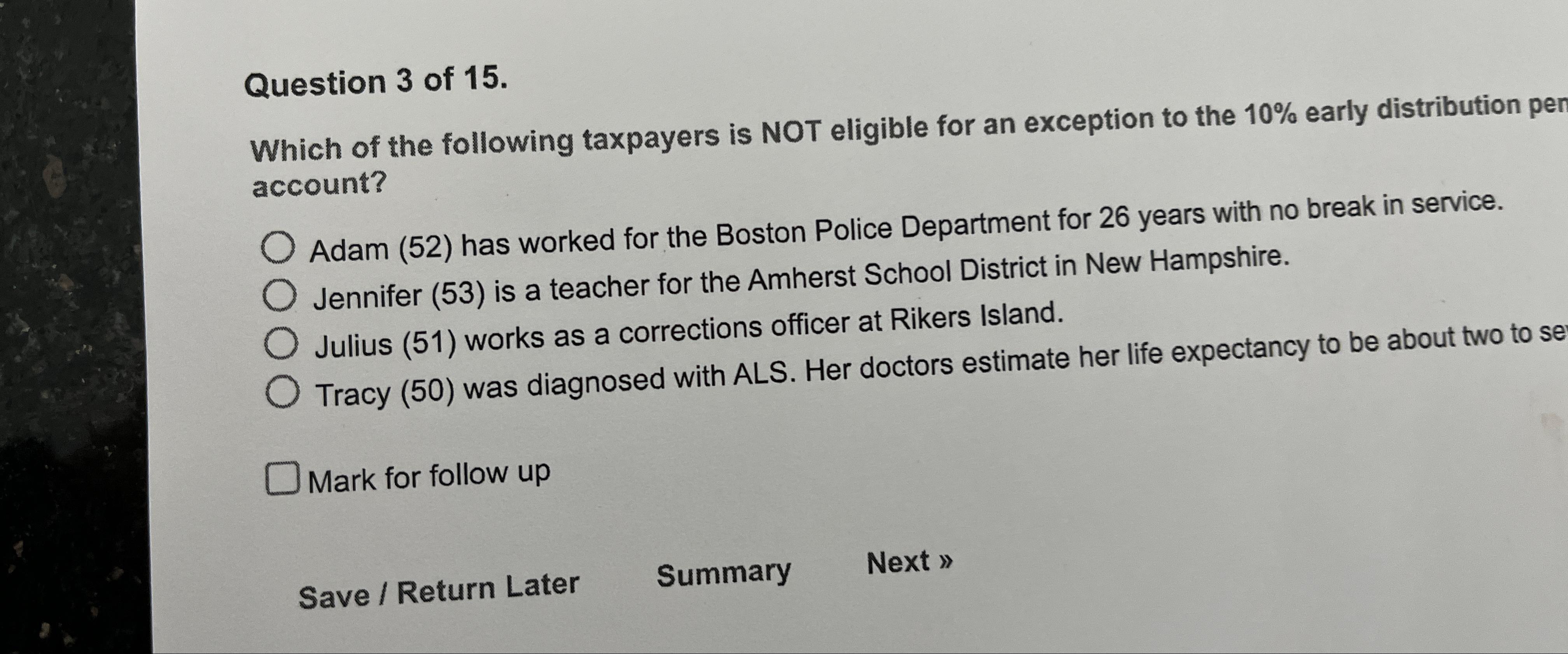 Solved Question 3 ﻿of 15.Which of the following taxpayers is | Chegg.com